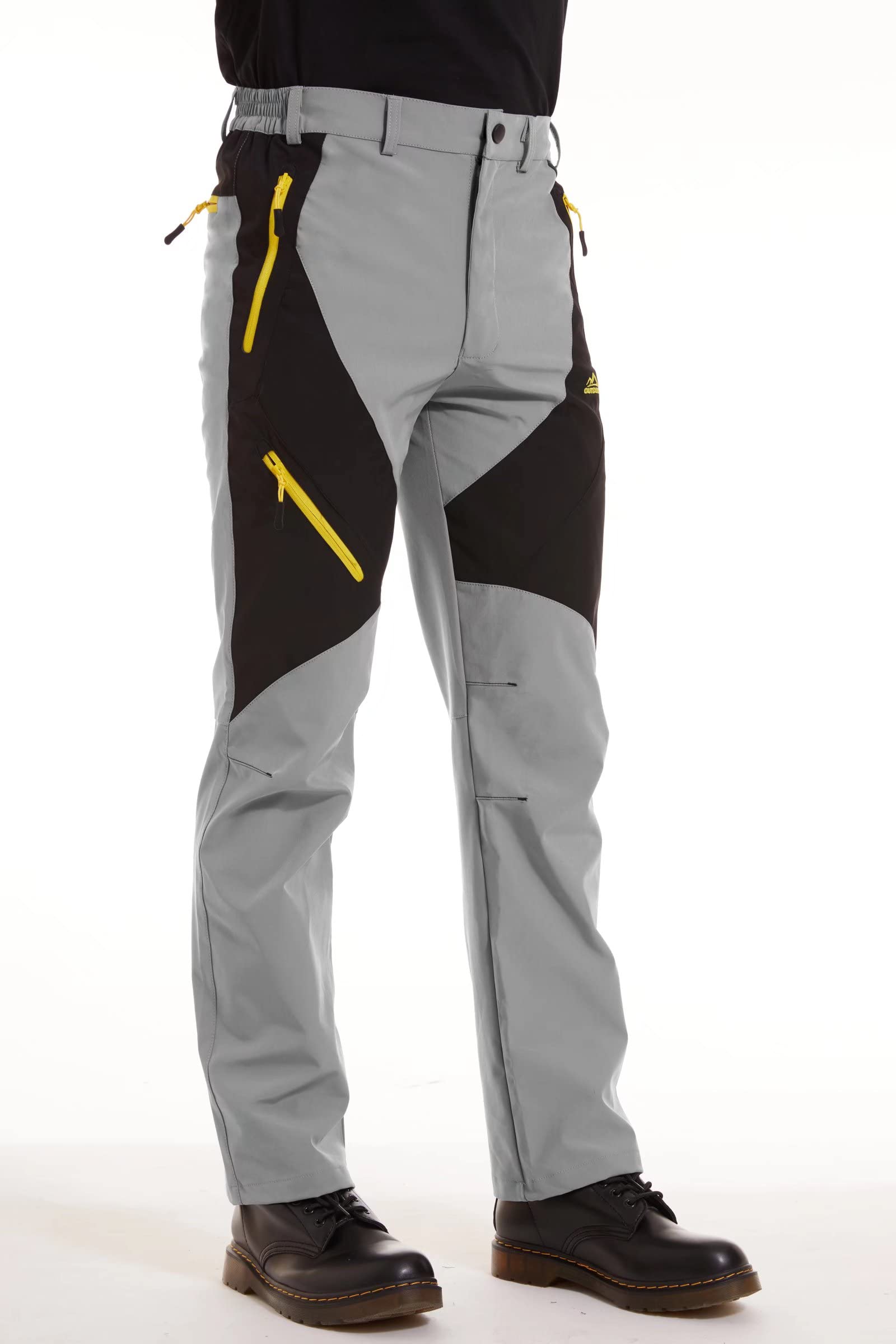 MAGCOMSEN Hiking Pants Mens Spring Pants for Men Waterproof Pants Camping Pants Mens Work Pants with Zipper Pockets Lightweight Pants for Men Black