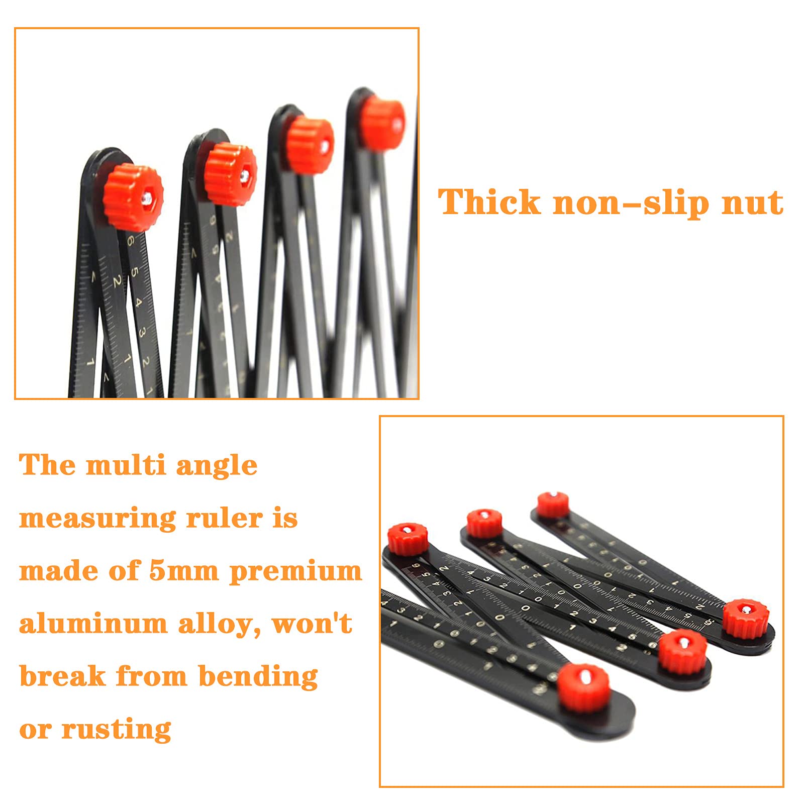 Multi Angle Measuring Ruler,12-Sided Angle Measurement Tool with Drill Locator,Aluminum Alloy Angle Measuring Ruler,Universal Opening Locator Measurement Tool