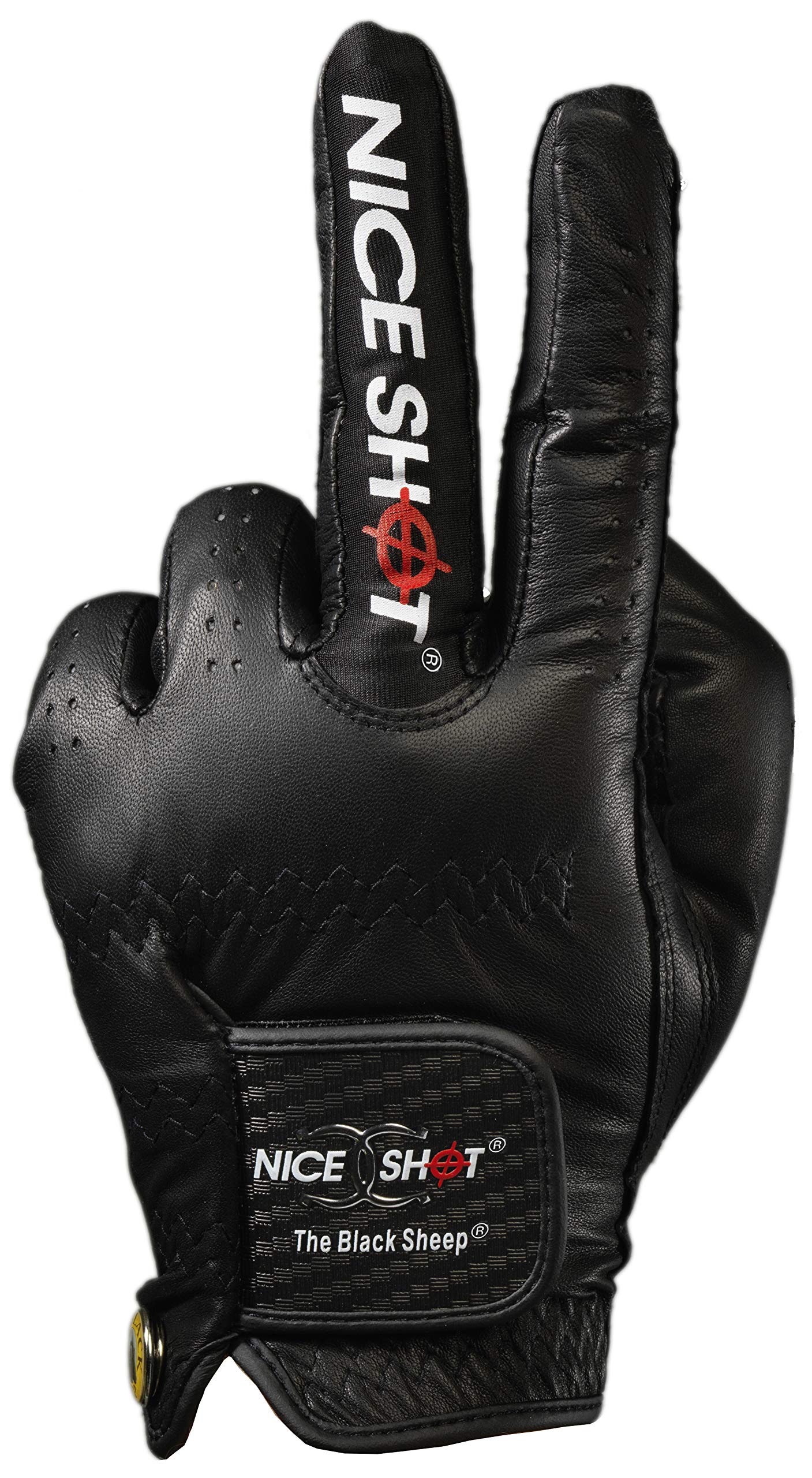 Nice Shot Bundle The Bird Men's Right Hand XLarge Black Cabretta Leather Golf Glove Patented Design Golf Tees - Express Yourself - 3 1/4 Inch Golf Tees - 12 Pack