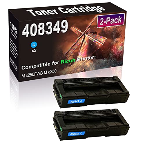 Kolasels 2-Pack (Cyan) Compatible M C250 408349 Toner Cartridge (High Yield) to Used for Ricoh M c250FWB M c250 Printer