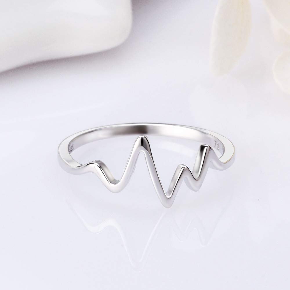 LGSY Heartbeat Rings for Women Sterling Silver