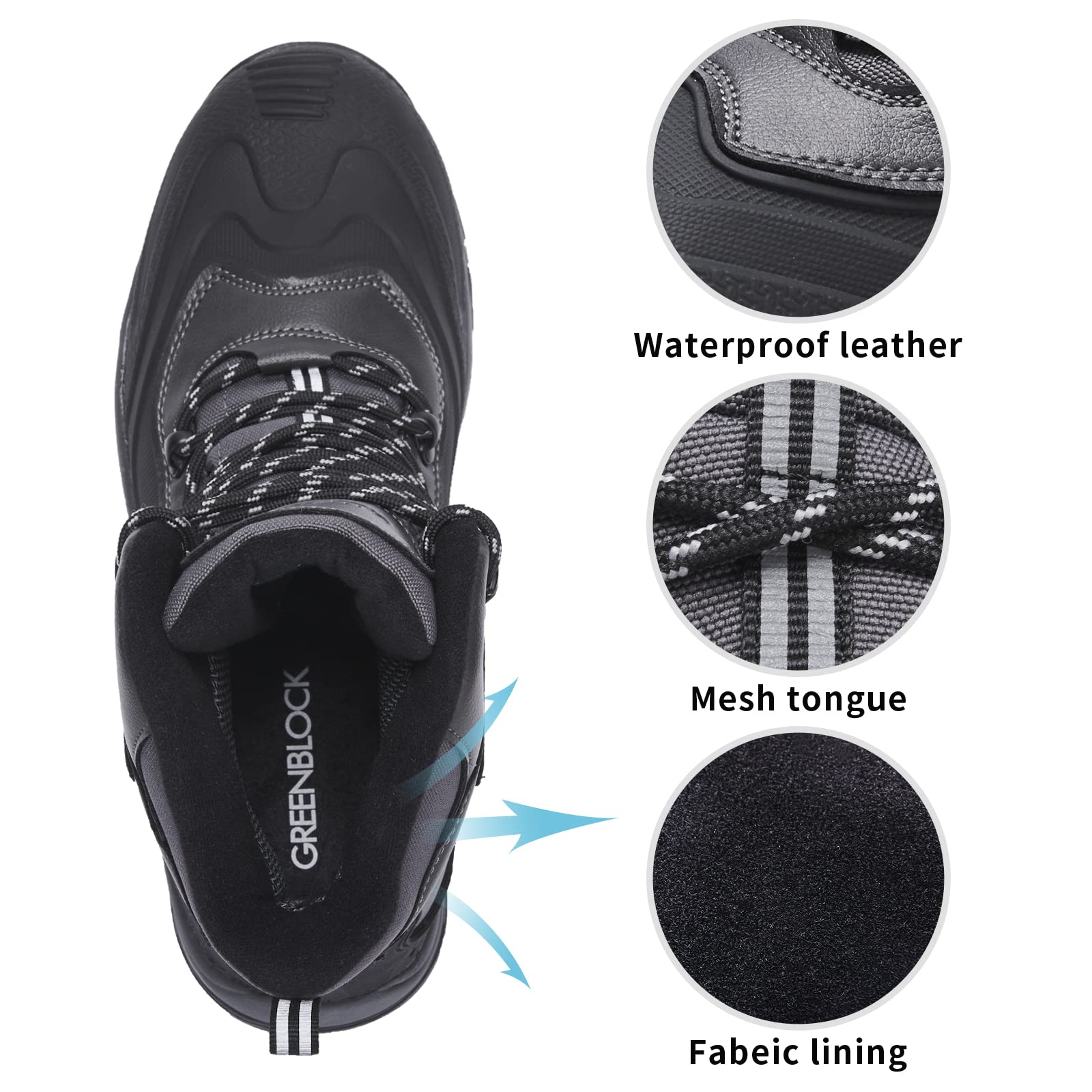 NS Hiking Boots-Men’s Waterproof Lightweight Outdoor Hiking Shoes Black
