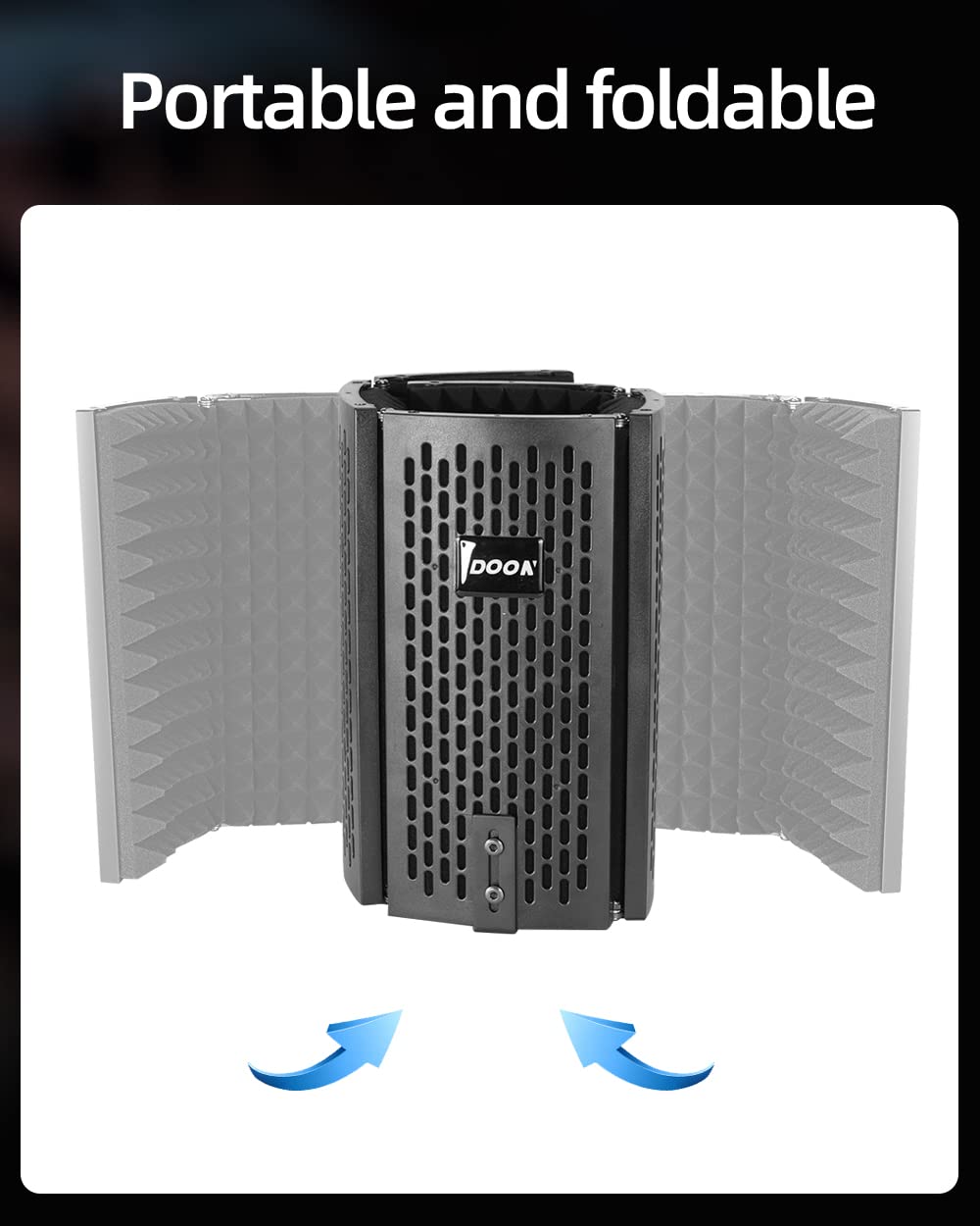 Microphone Isolation Shield [5 Panels Curved Upgrade], Desktop Isolation Shield for Blue Yeti/Shure MV7/SM7B/ATH2020 and Other Mics, High Density Absorbent Foam, by IDoon