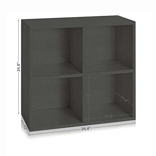 Way Basics 4 Cubby Bookshelf Cube Shelf Closet Organizer and Storage