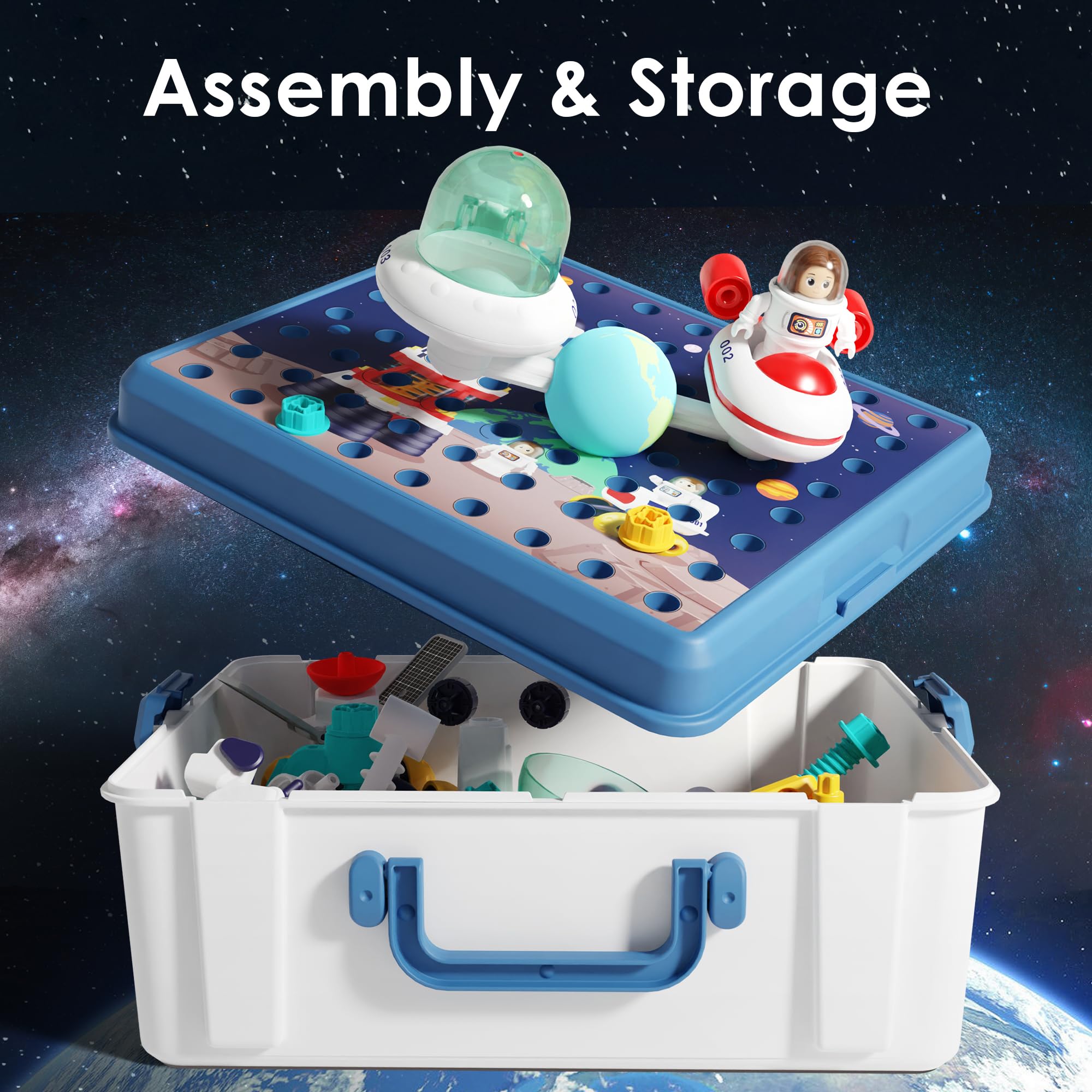iPlay, iLearn Space Toys Spaceship for Kids 3-5, Boys Space Shuttles W/ Astronauts Robots, Outer Space Building Set, Universe Adventure STEM Science Kit, Learning Gift for 4 6 7 8 Years Old Girl Child