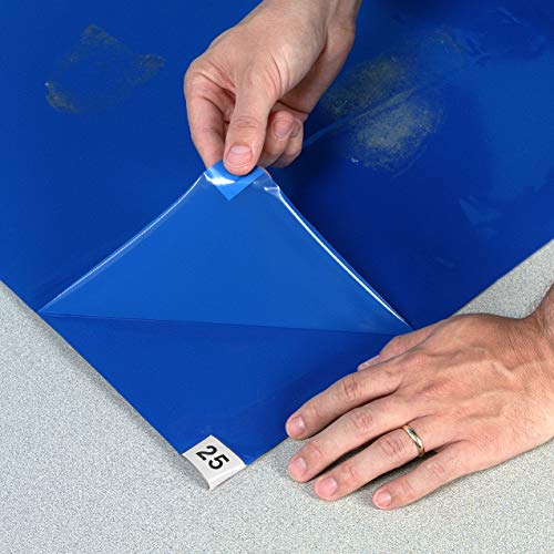Valutek Sticky Mat for Cleanrooms, Adhesive Tacky Mat, Capture Dirt and Dust, Ideal for Hospital Labs Fabs Warehouse (4 Pads of 30 Sheets) (24" x 36", Blue)
