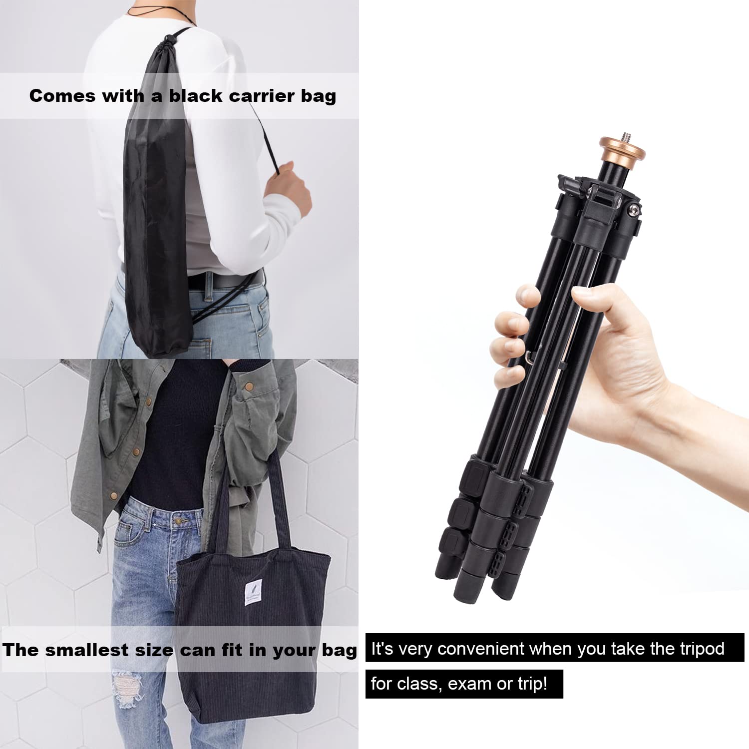 Multifunction Mannequin Tripod (Camera) Stand Aluminum Alloy Training Tripod Stand with Travel Bag for for Mirrorless, DSLR(50 inch, Black)