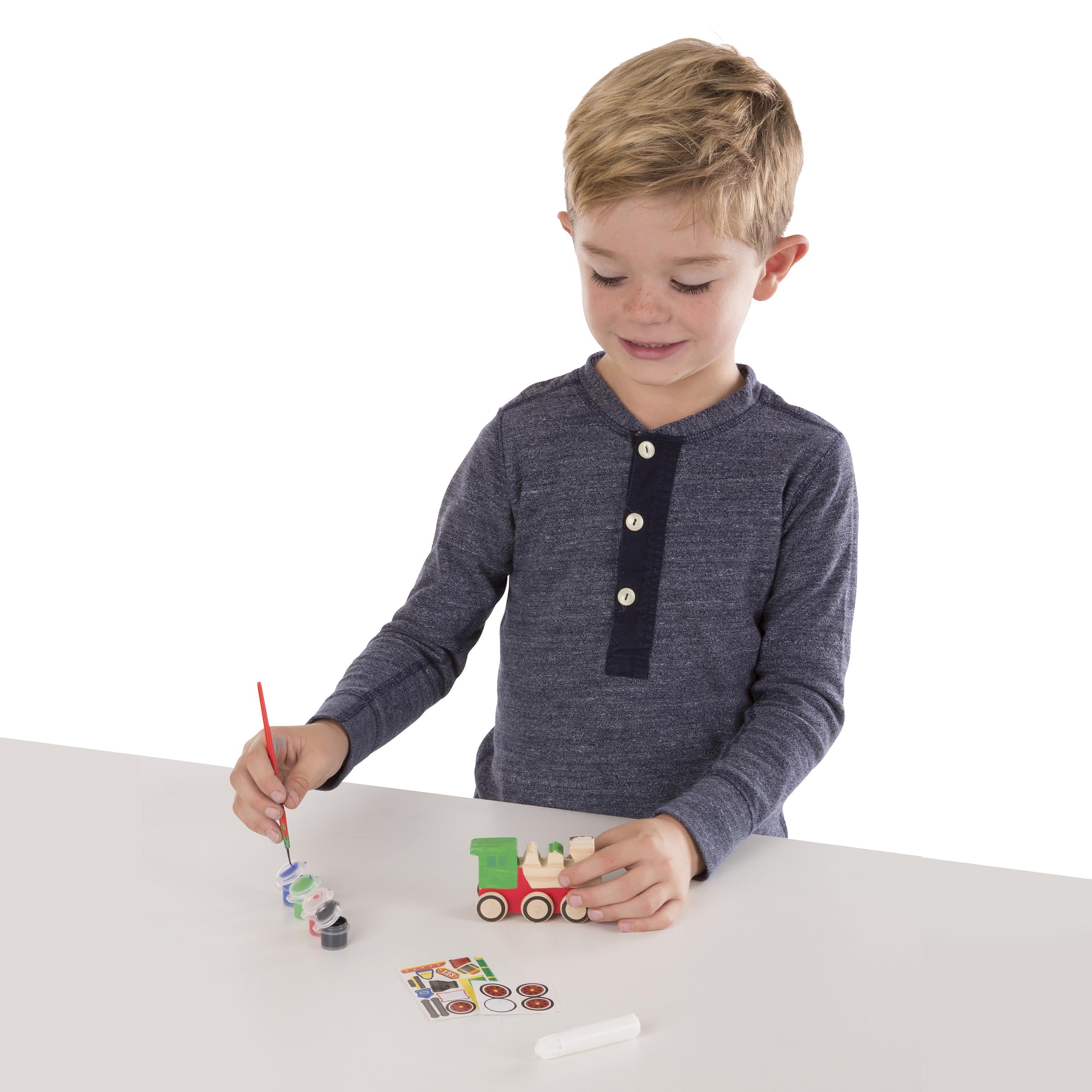 Melissa & Doug Created by Me! Paint & Decorate Your Own Wooden Vehicles Craft Kit For Kids 2 Pack β Monster Truck, Train