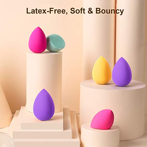Makeup Sponges, Larbois 10-Pack Blender Beauty Foundation Blending Sponge, Professional Beauty Makeup Set for Dry & Wet Use (Multicolored)