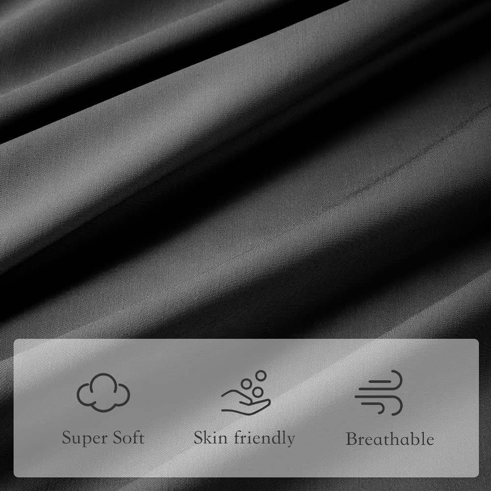 LIANLAM Full Bed Sheets Set - Super Soft Brushed Microfiber 1800 Thread Count - Breathable Luxury Egyptian Sheets 16-Inch Deep Pocket - Wrinkle and Hypoallergenic-4 Piece(Full, Black)