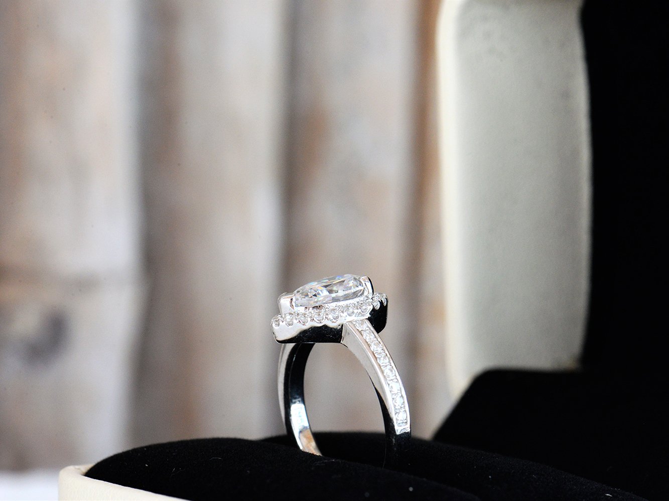 LEMON GRASS 3 Ct Pear Shaped Cubic Zirconia Solitaire Engagement Ring Pave Thin Band in Sterling Silver Size 6