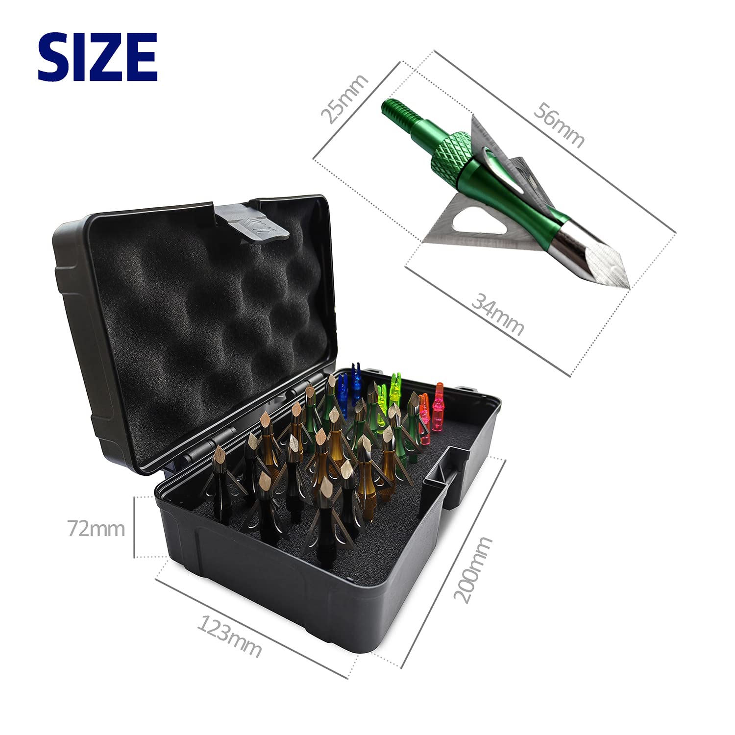 PG1ARCHERY Archery Hunting Broadheads 100 Grain 3 Blade for Crossbow Recurve Bow and Compound Bow Gifts Package Pack of 18 (Black Green Golden)