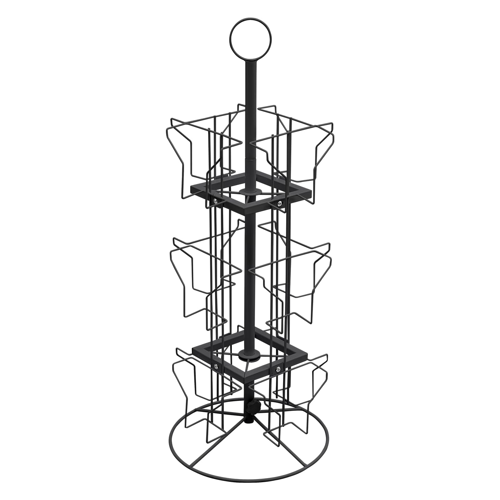 TFCFL 12 Pockets Rotating Greeting Card Rack, 3 Tier Display Stand Spinning Floor Stand, Pocket Holder for Gift Card Display Stand Countertop Retail Display Sticker Holder Rack (White)
