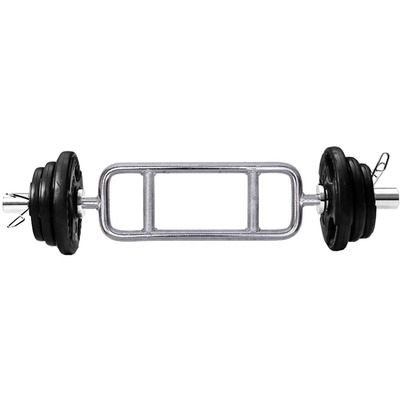 MQQ Barbell Bar,34'' Solid Olympic Triceps Bar, Flat Raised Handles Dumbbell Bar,wtih Barbell Spring Clip, for Squats Gym Training Equipment