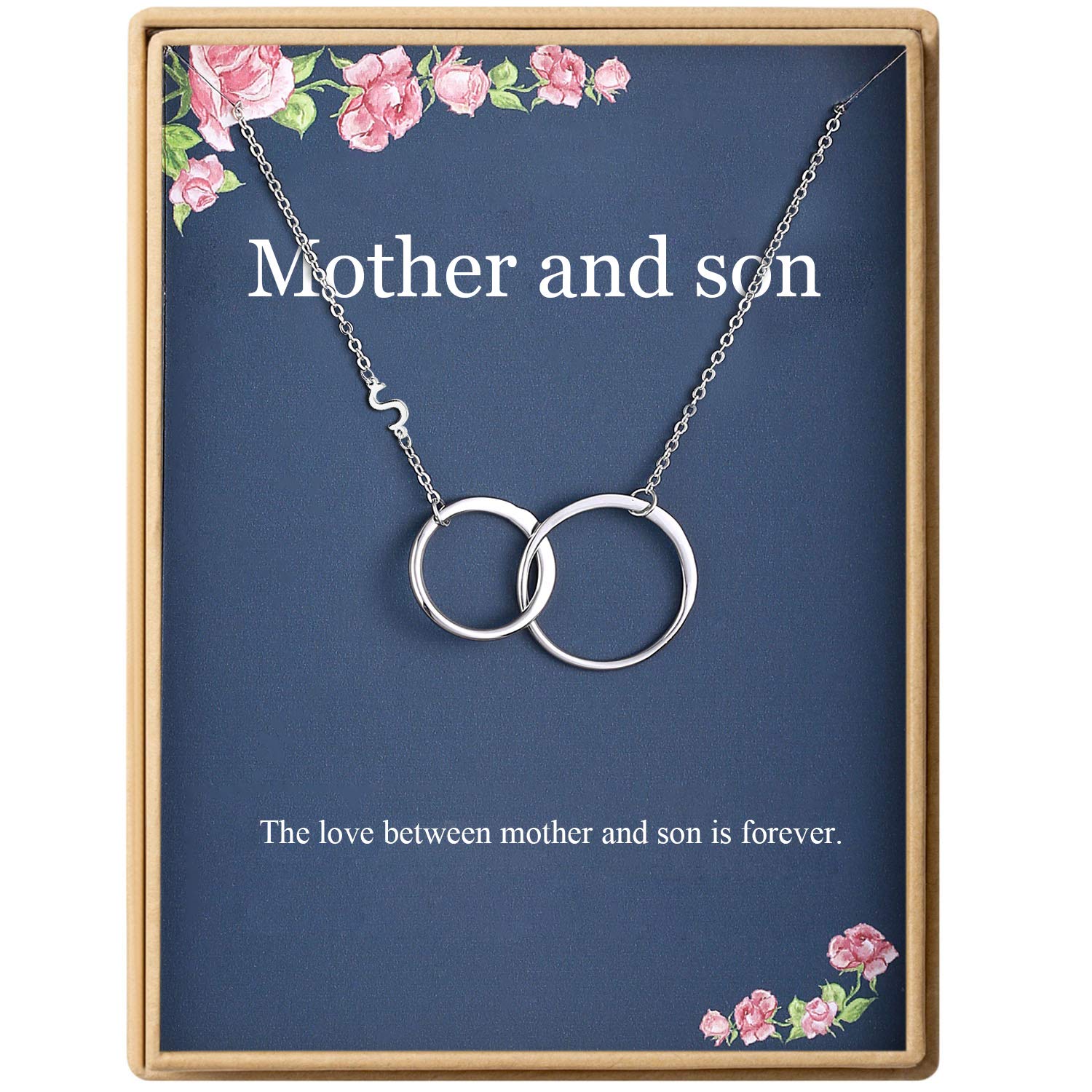 Mother And Son Necklace Initial Two Interlocking Infinity Double Circles Letter J Alphabet Necklace for Women