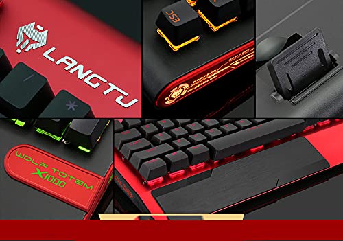 Multimedia Knob Computer Mechanical Keyboard,Sandblast Metal Panel,104-Keys Conflict Free Buttons Gaming Keyboard,Dazzle Colour on Both Side, Mouse+Mouse Pads (Black/White Backlit/Blue Switch