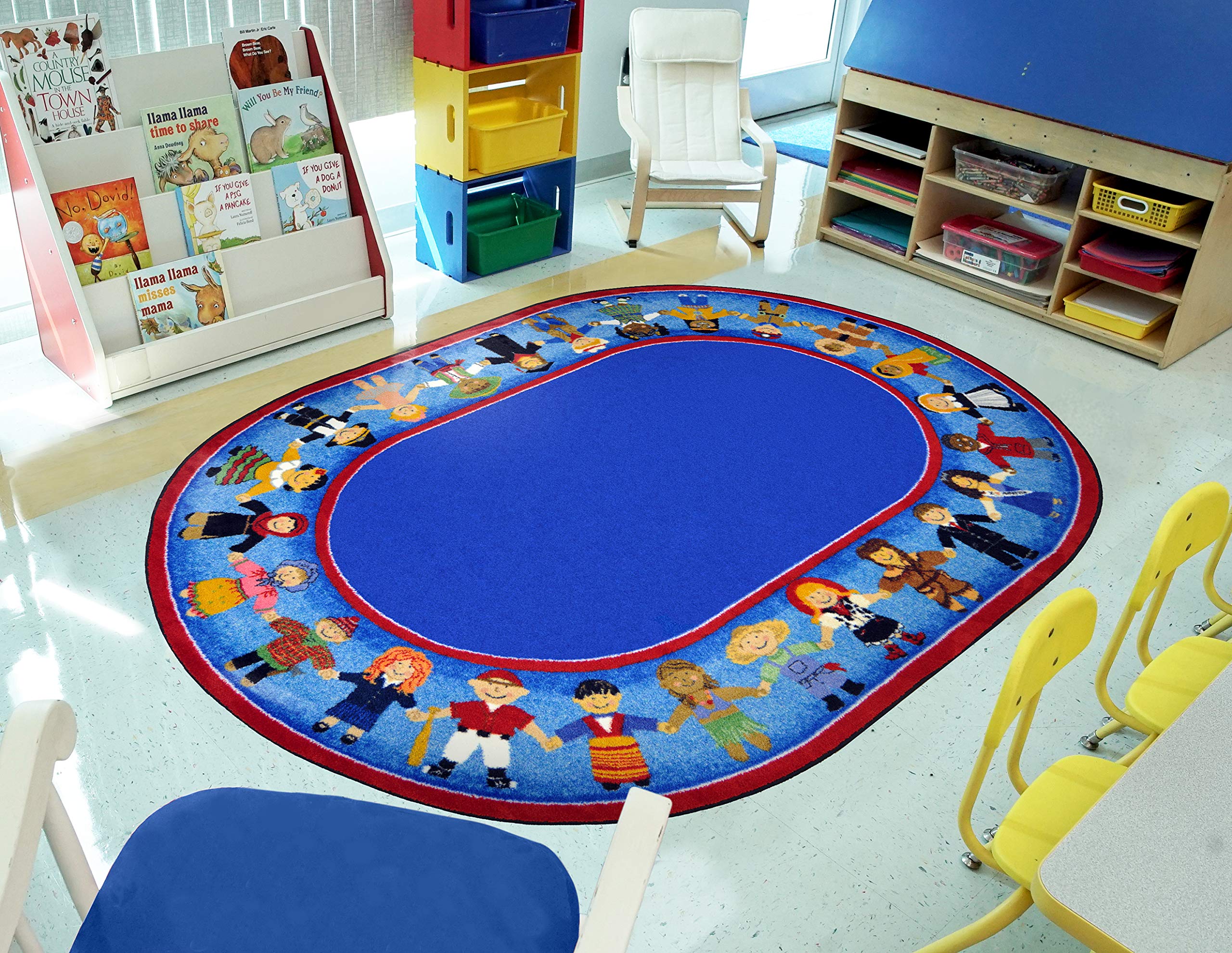 Joy Carpets Children of Many Cultures Rug, Multi, 7'8" x 10'9" Oval