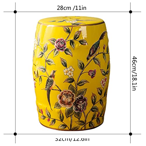 JADESA Decorative Ceramic Garden Stool, Glazed Ceramic Drum Stool, Suitable for Living Room, Balcony, Garden, Etc.