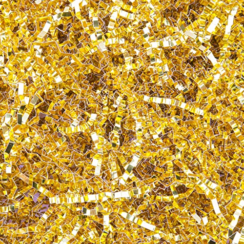 Zwish 1LB Gold Crinkle Cut Paper Shred Filler Metallic Iridescent Gift Boxes Filler Gift Wrapping Gift Basket Filler for Gift Wrapping & Basket Filling