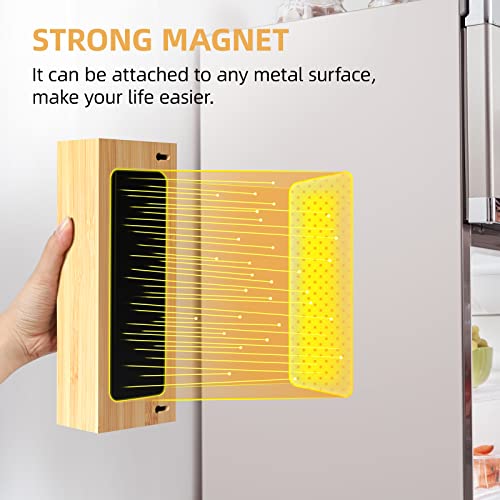 Ziplock Bag Storage Organizer for Kitchen Drawer - Magnetic Food Storage Bag Holders, Bamboo Baggie Organizer, Compatible with Gallon, Slider, Quart, Sandwich, Snack & Variety Size Bag (4-pack)