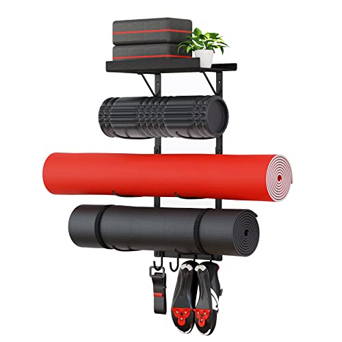 PeloFamily Bike Seat and Yoga Mat Holder Wall Mount, Home Gym Accessories