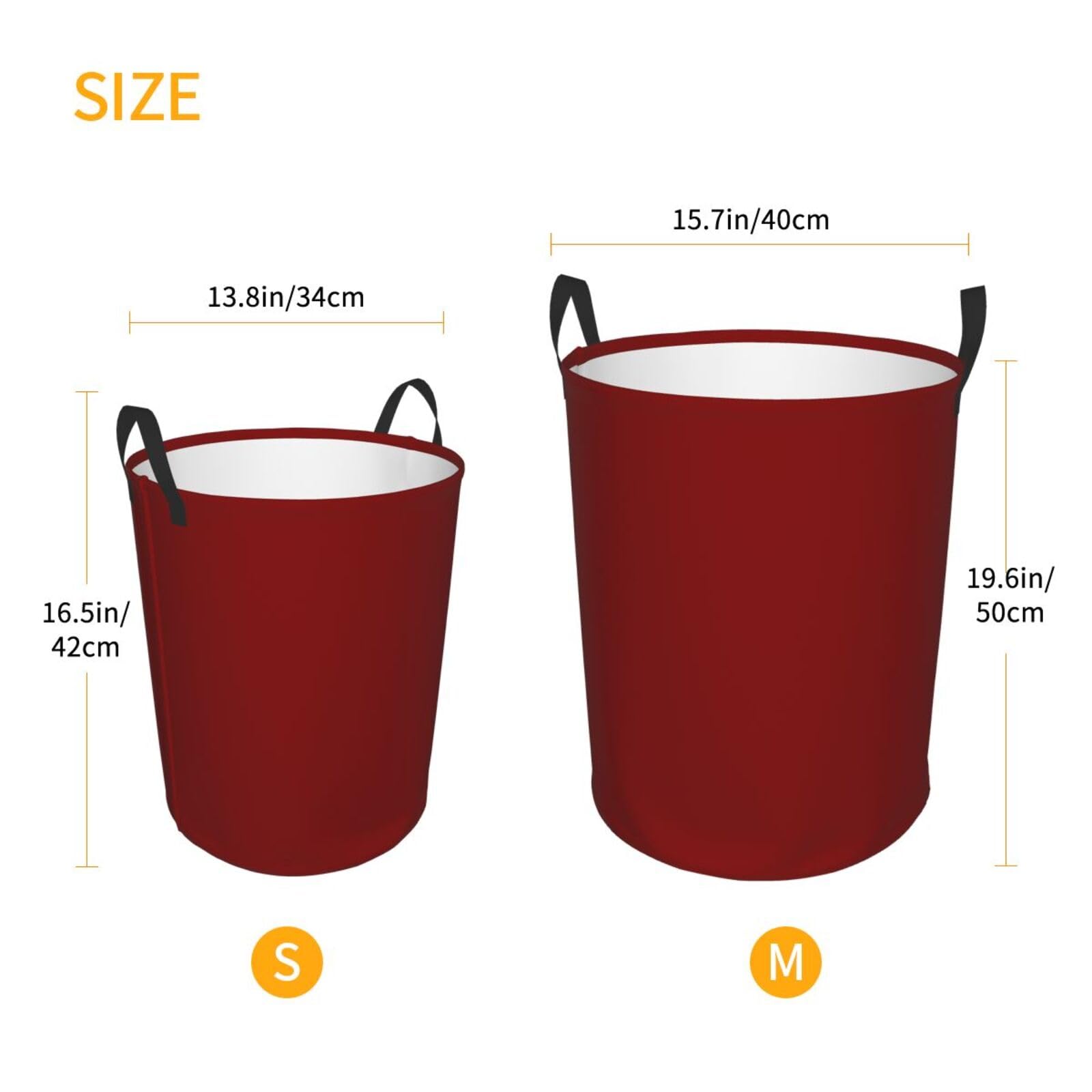 Xiso Ver Maroon Laundry Hamper - Large Laundry Basket with Handles Waterproof Round Collapsible Clothes Storage Bin for Dirty Clothes, Towels, Pillows