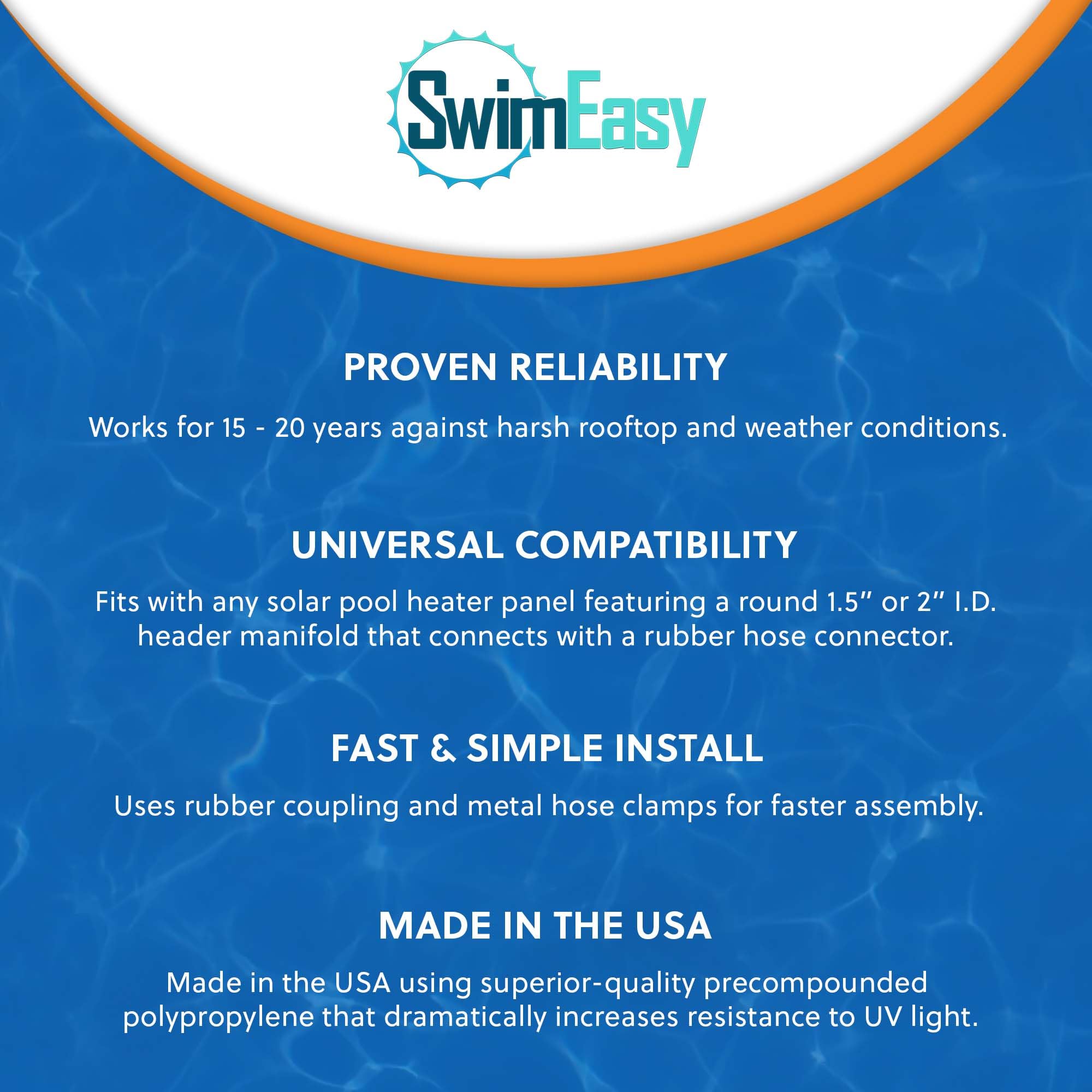 SOLAR POOL SUPPLY SwimEasy High Performance Solar Pool Heater Panel Full DIY Kit, 15 - 20 Year Life Expectancy, Built for 2" I.D. Header β 7 Panels, 4' x 10' Each