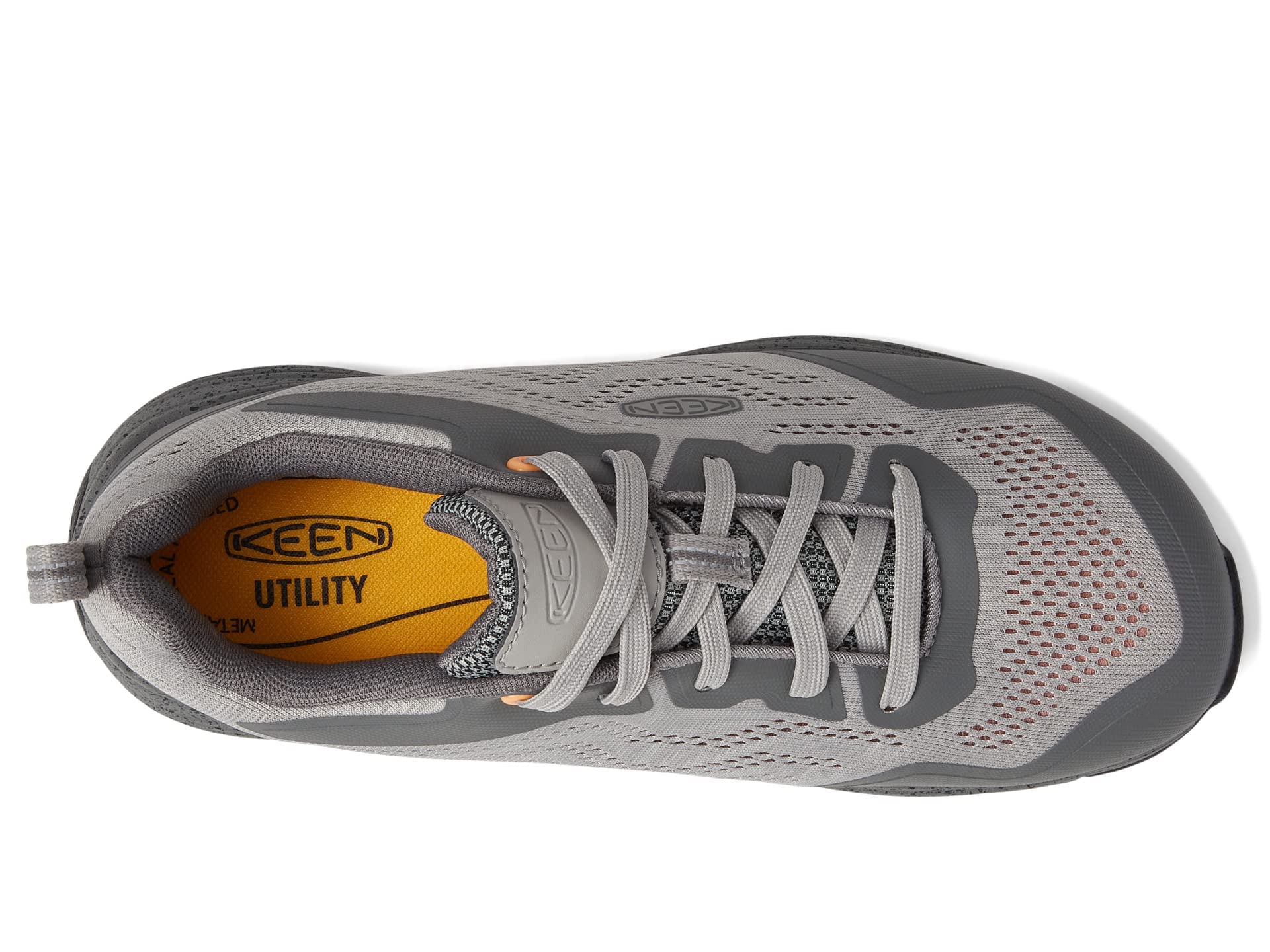 KEEN Utility Women's Sparta 2 Low Height Alloy Toe ESD Industrial Work Shoes, Drizzle/Papaya, 9 Wide