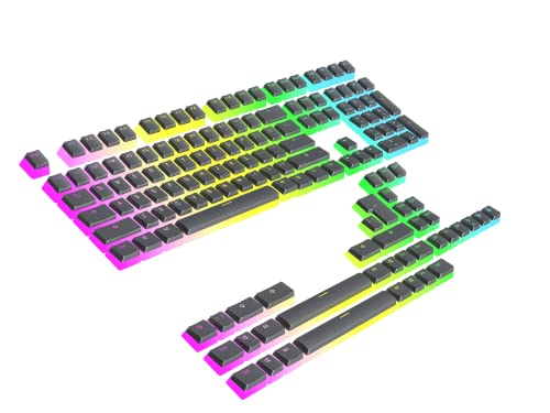 Ranked Pudding v2 PBT Keycaps | 145 Double Shot Translucent ANSI US & ISO Layout | OEM Profile for Full Size, TKL, 75%, 65% and 60% RGB Mechanical Gaming Keyboard (Black)