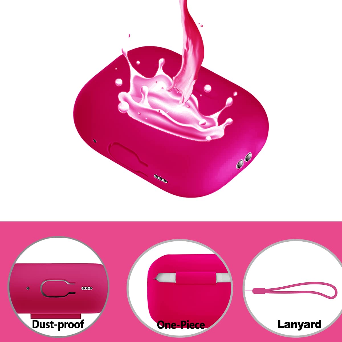 Ussnuler Compatible with Airpods Pro 2nd Generation Case Cover 2022, Slim Soft Silicone Skin Protective Cover with Lanyard [Front LED Visible] for AirPods Pro 2 (Rose Pink)