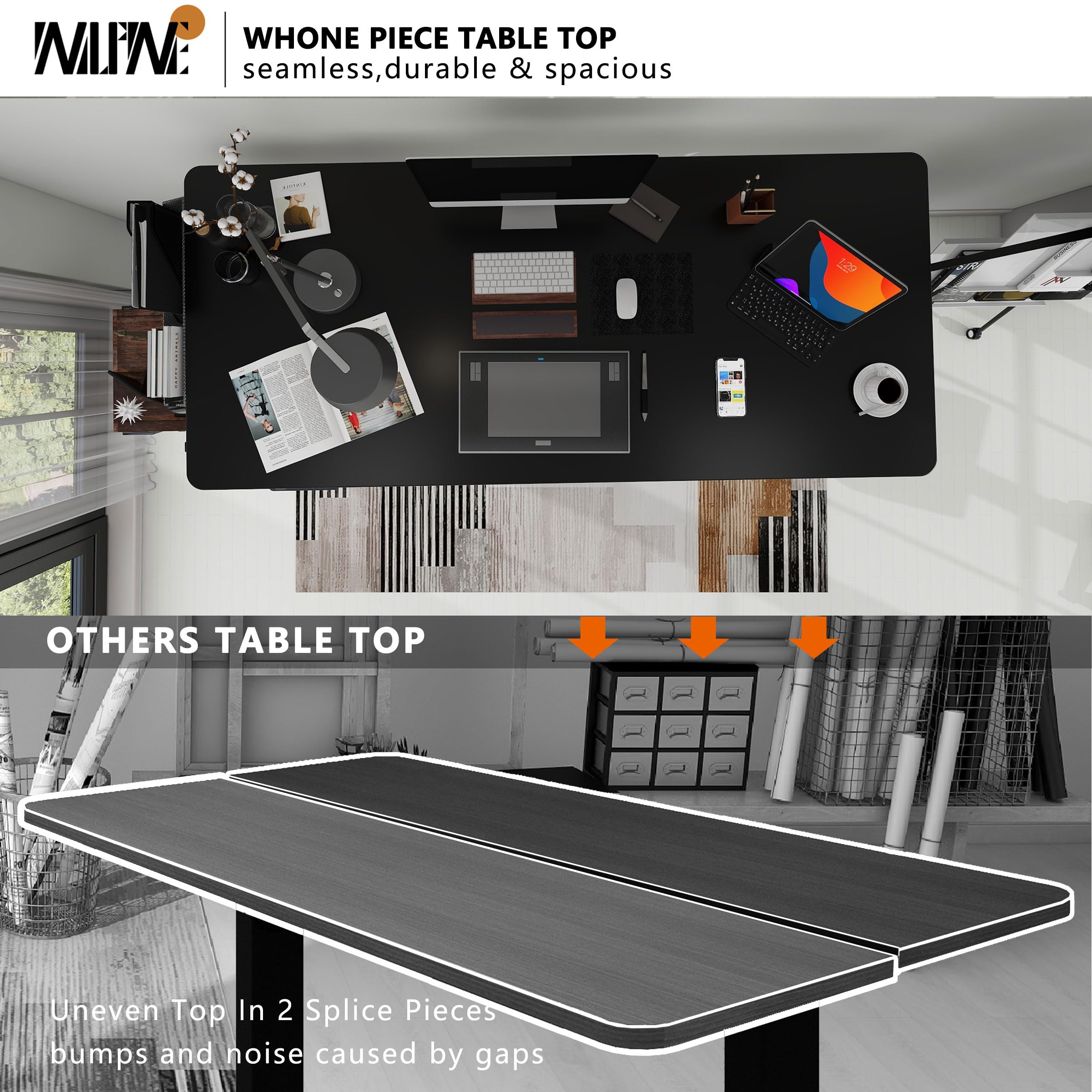 Win Up Time Standing Desk Adjustable Height- Whole Piece Desktop Stand Up Desk, Electric Standing Desk, Sit to Stand Desk for Home & Office Computer Desk