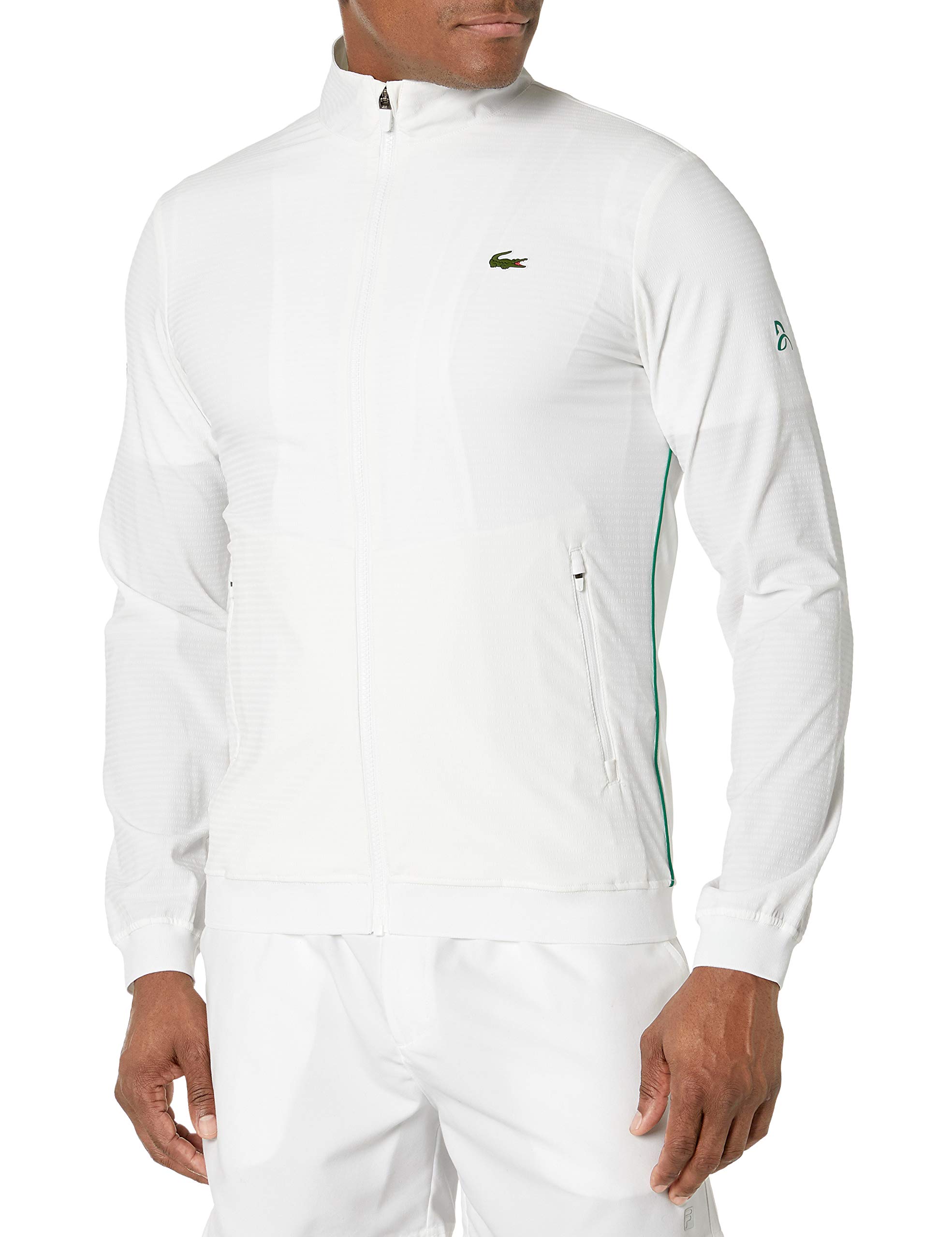 Lacoste mens Sport Novak Djokovic Full Zip Midlayer Jacket Sweatshirt, Navy Blue, Small US