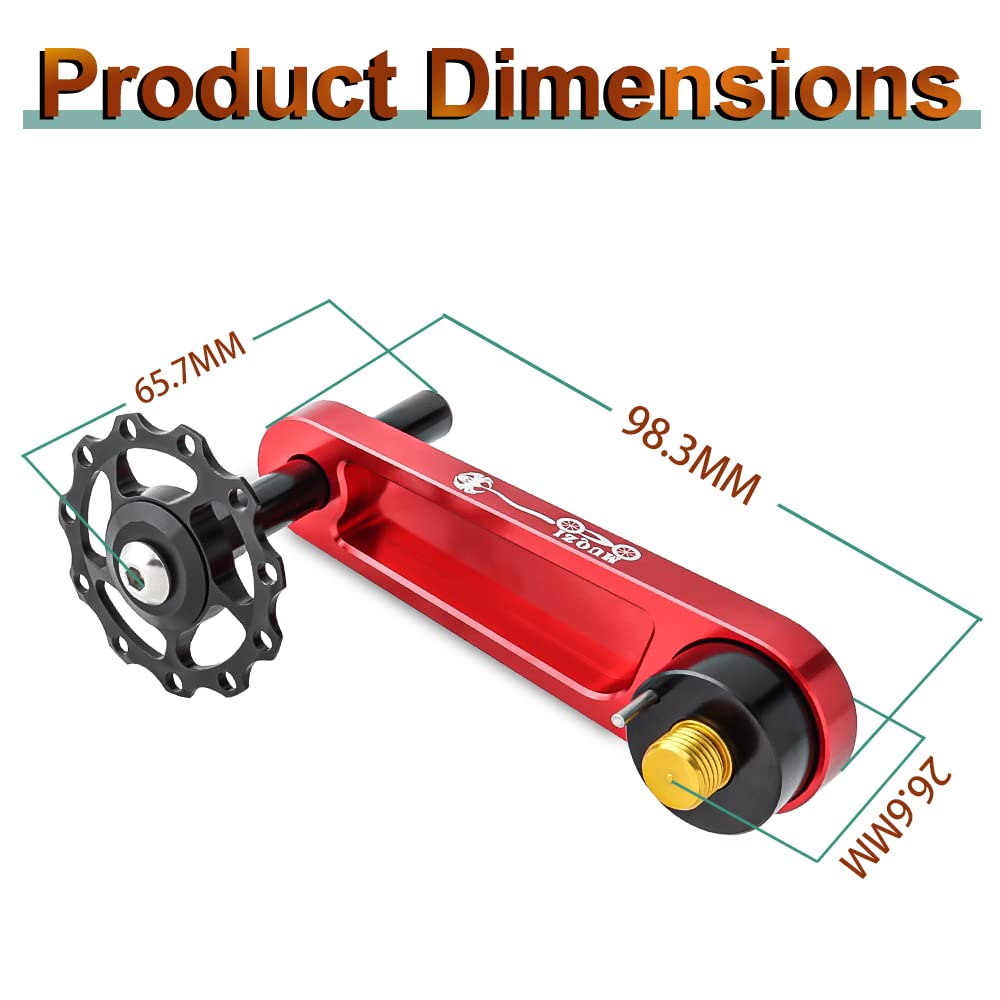MUQZI Bike Single Speed Chain Tensioner Aluminum Alloy Adjustable Chain Guide for MTB Road Bicycle Cycling, Red