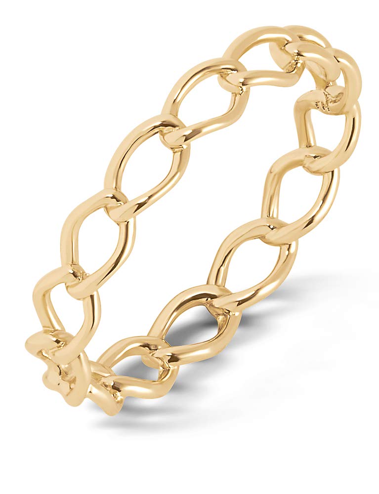 Milla Dainty Rings For Women - Gold Stacking Rings or Silver Stackable Rings - Open Circle Rings & Chain Rings for Women (Open Link - 14K Gold Plated, Size 9)
