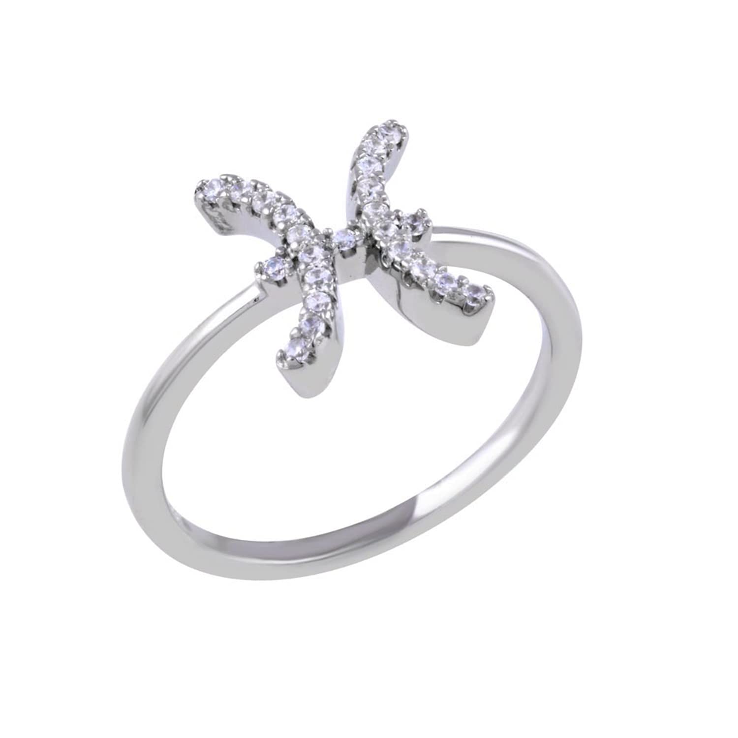 PERFECTJEWELZ Zodiac CZ Rings 925 Sterling Silver Astrological Sign Size 5 - Pisces