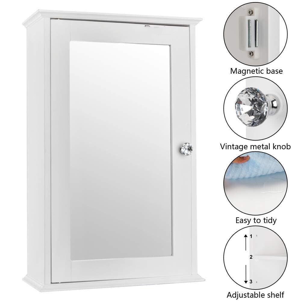 Wall-Mounted Bathroom Cabinet - Modern Storage Organizer with Mirrored Door for Laundry and Kitchen