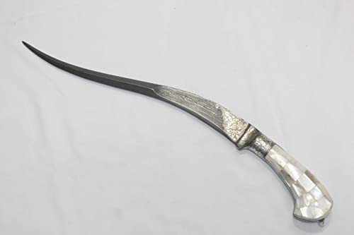 Rajasthan Gems Armor Cracker Dagger Knife Damascus Steel Blade Mother of Pearl Chip Handle B276