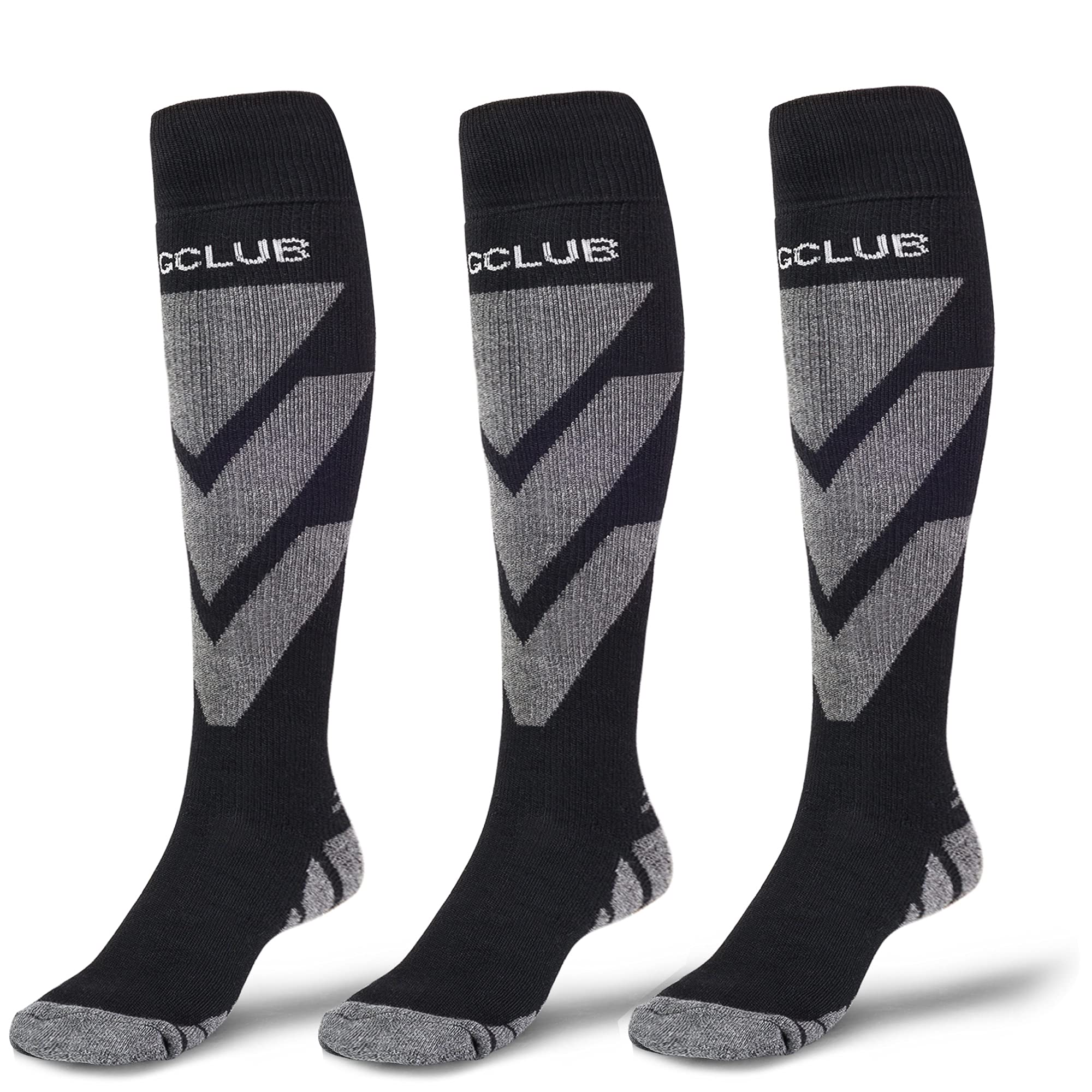 MUSAN Wool Ski Socks,Extra Warm Knee High Performance Snow Skiing/Snowboard Socks in Outdoor,Fit for Men and Women,19Black-3Pack, Size:M