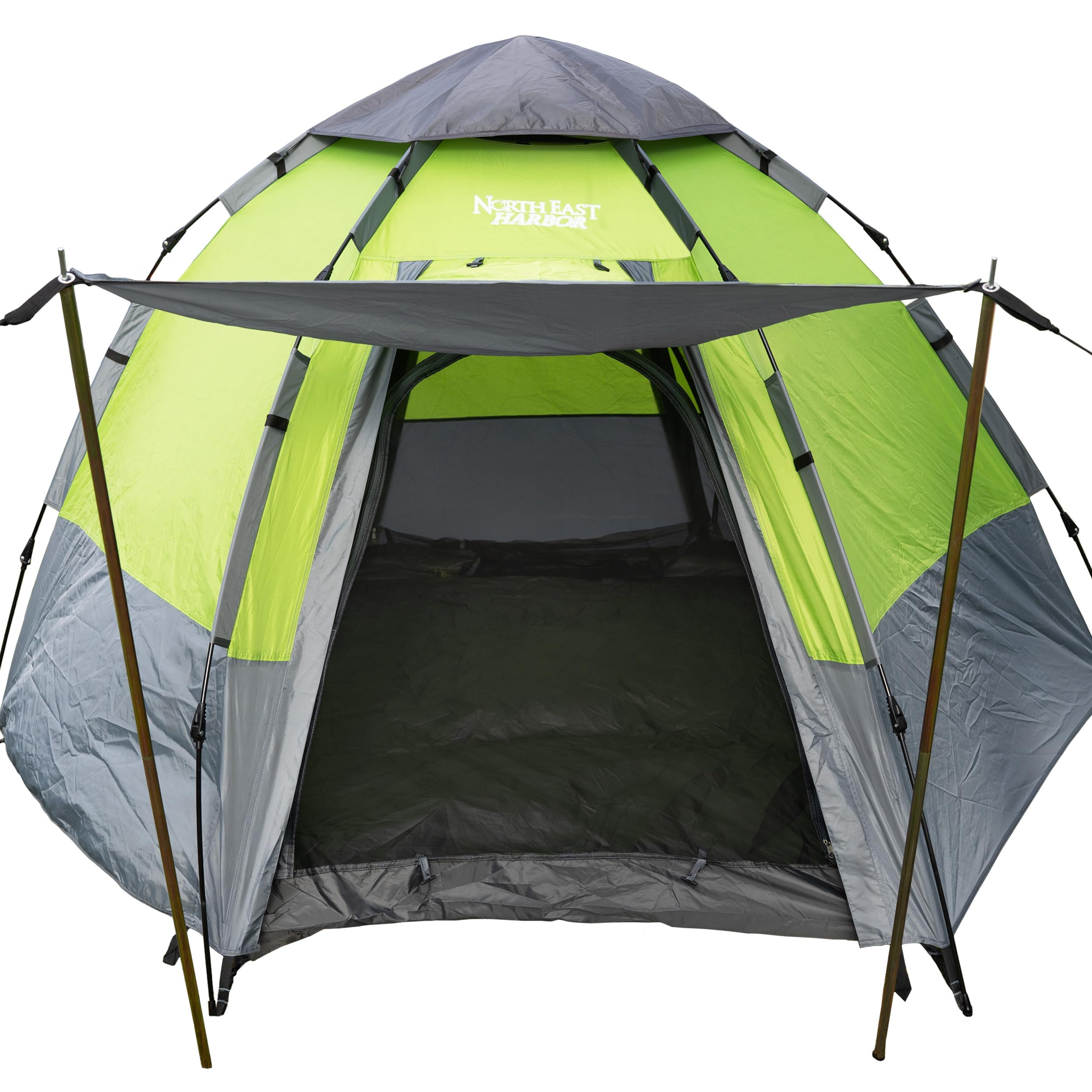 NEH 5-Person Camping Tent Instant Setup Waterproof Double Layered Material, Green, 8.9'L x 8.9'W x 5.25'H, Portable Carry Bag Included