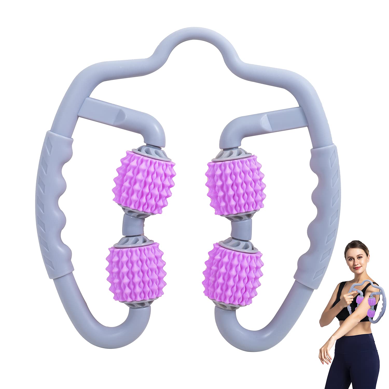 Muscle Roller, Trigger Point Muscle Roller for Calves, Leg, Arms, Tennis Elbow and Golfer Elbow, Foam Roller Deep Massage Tool for Relieve Muscle Soreness, Stiffness and Tight Muscles (Purple)