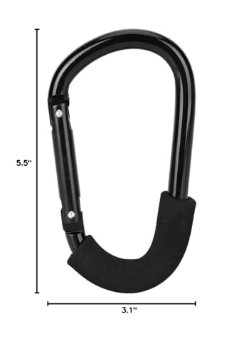Stroller Hook Mommy Stroller Clip and Stroller Accessories Organizer Hook Pushchair Hook Infant Buggy Bag Clip Large Carabiner Mommy Storage Hook for Shopping Bag Water Bottles