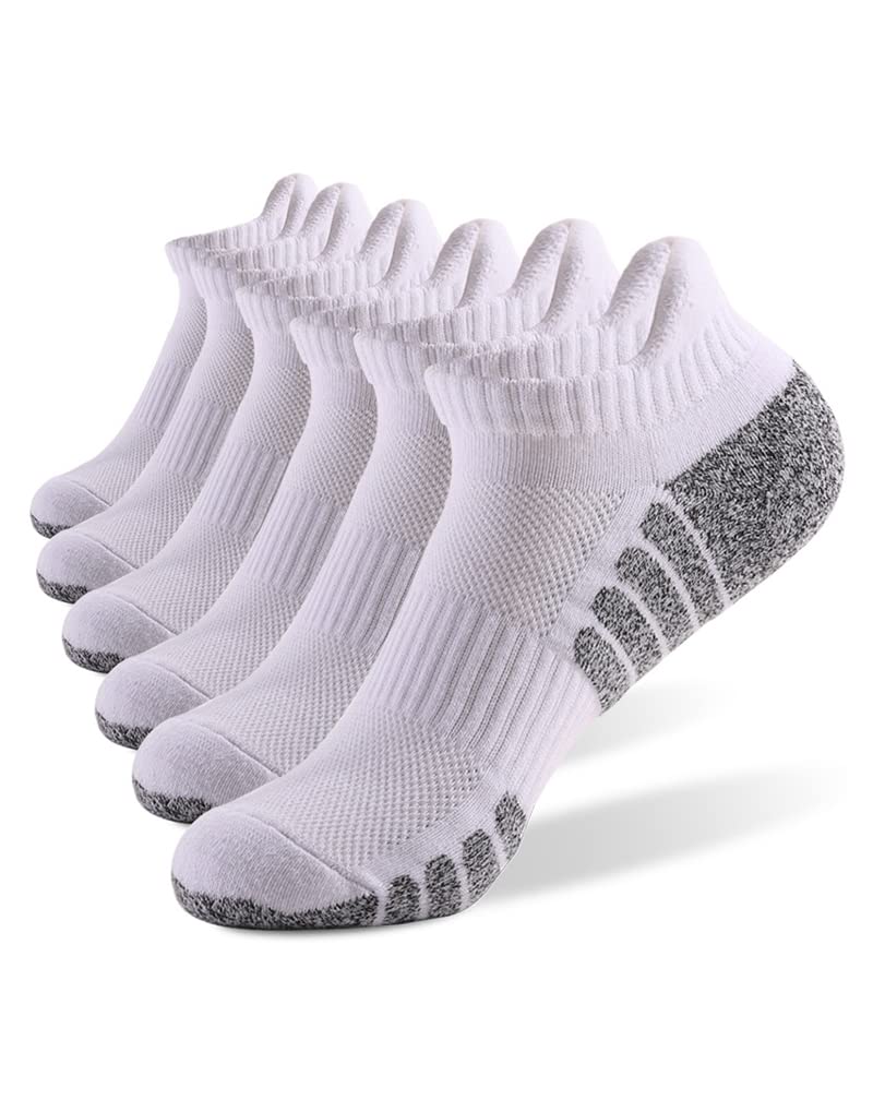 Maileflen Men Ankle socks Athletic Running Low Cut comfort fit short No Show Socks 6 Pairs Black and white XL