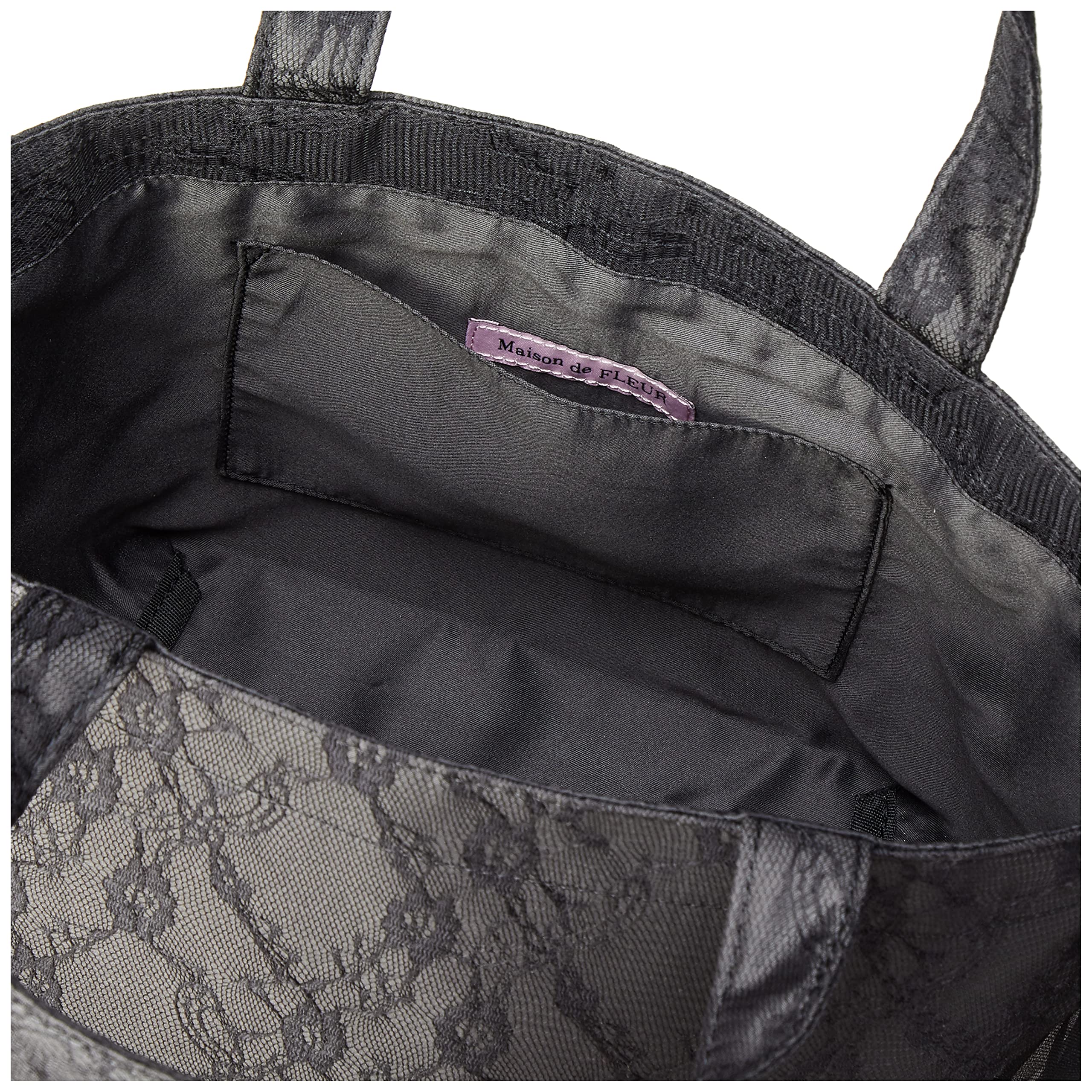 Maison de Fleur 8A14F0J3600 Women's Side Tulle Ribbon Tote Bag, Black