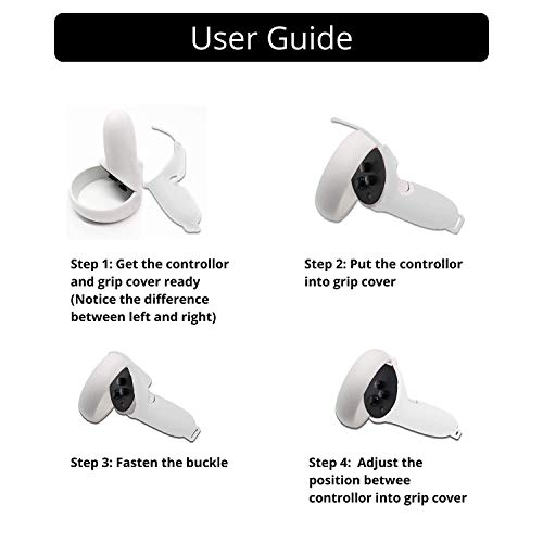 NexiGo Touch Controller Grip Cover & Knuckle Strap Set for Oculus Quest 2, Anti-Sweat Waterproof Anti-Throw Silicone VR Headset Accessories Set, Matte White
