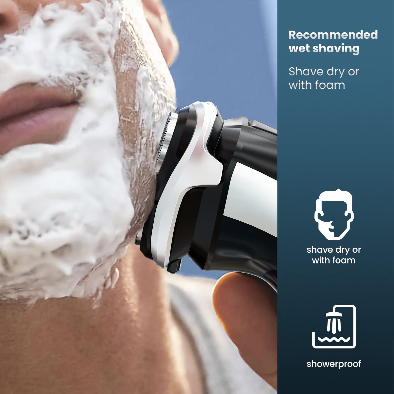 SweetLF Waterproof IPX7 Electric Shaver, Wet & Dry Rotary Shavers for Men, 3D Rechargeable Electric Razor with Pop-up Trimmer
