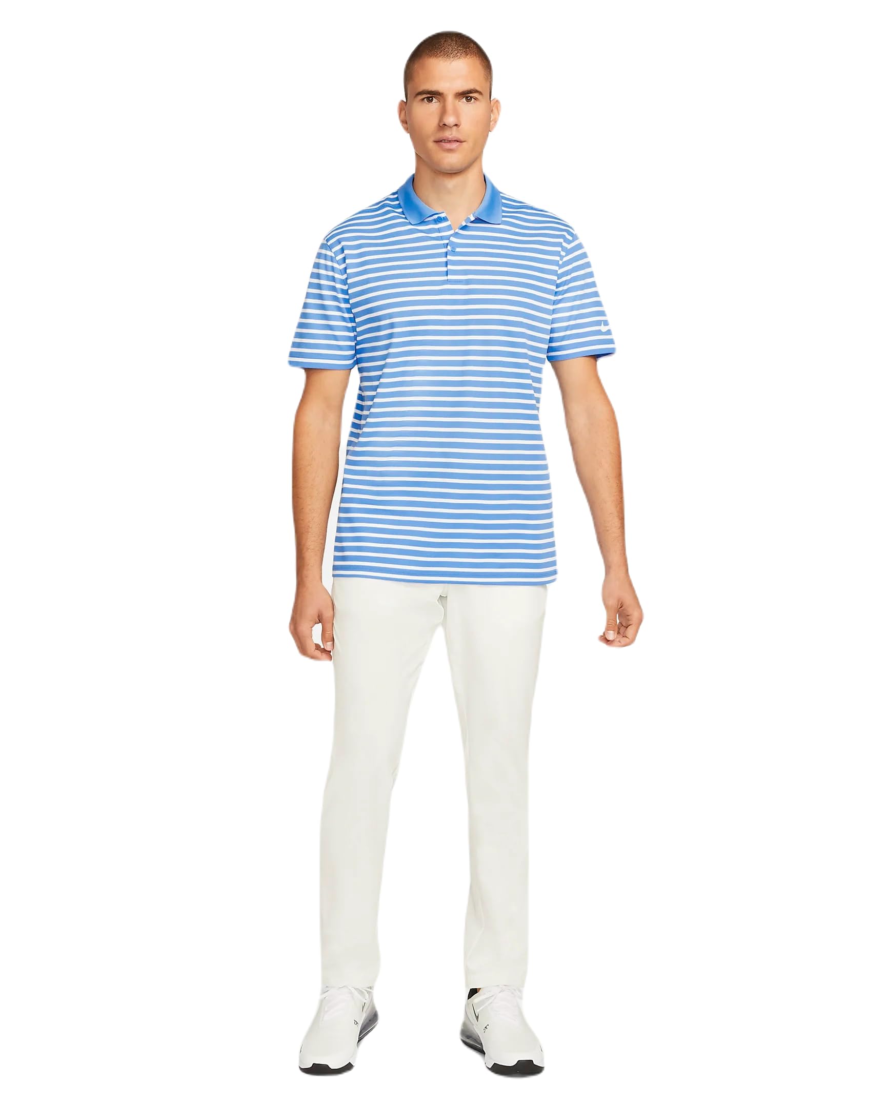 Nike Dri-FIT Victory Men's University Red/White Striped Golf Polo Size L