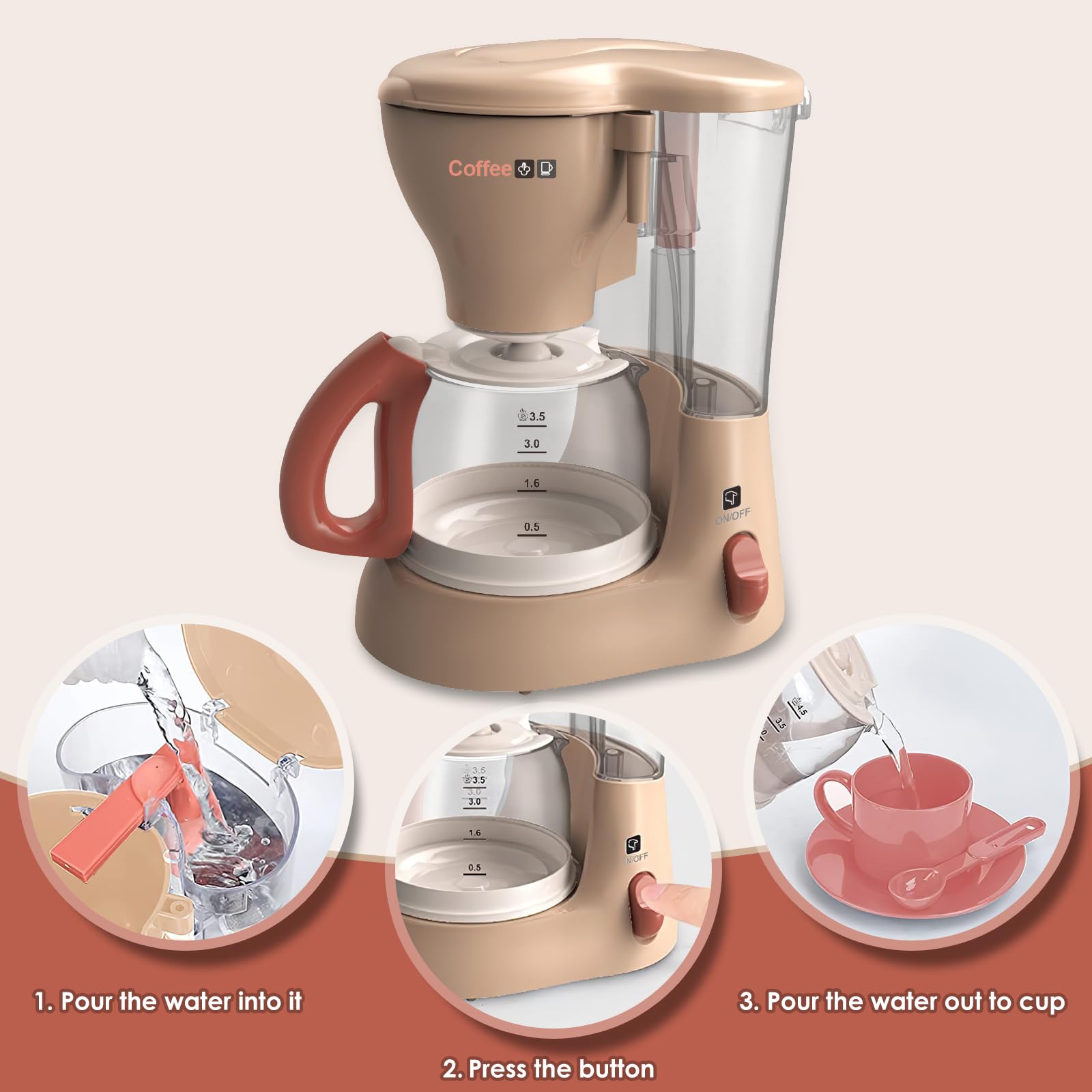 Kitchen Appliances Toy for Kids,Pretend Play Kitchen Toy Set with Coffee Maker,Toaster,Blender, and Mixer,Play Kitchen Set for Kids 3-8