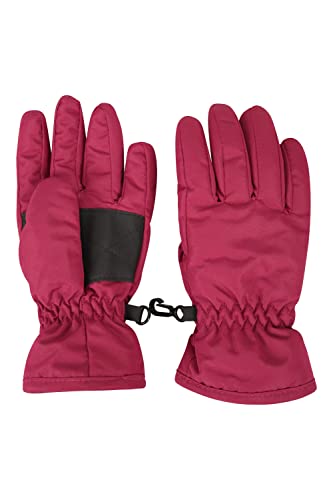 Mountain Warehouse Kids Ski Accessory Set - Water-Resistant Gloves, Reversible Beanie, Neck Gaiter Berry Small