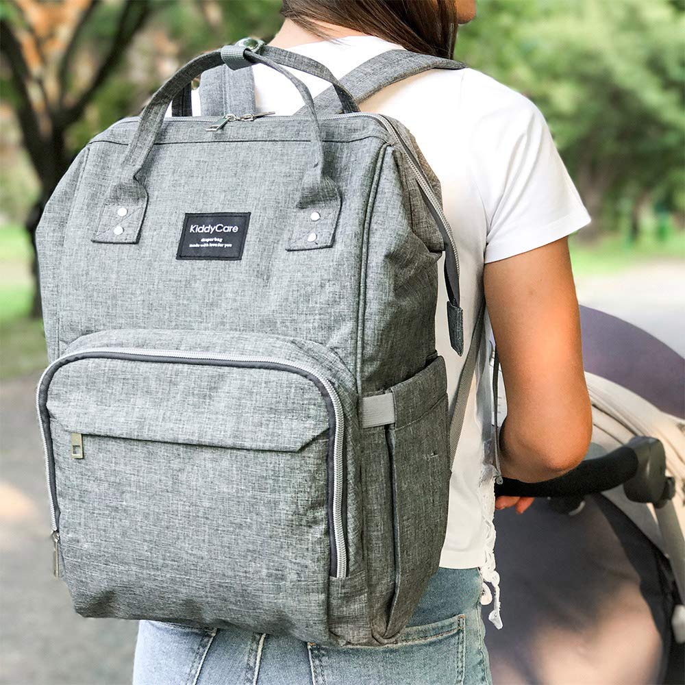 KiddyCare Diaper Bag Backpack & Portable Diaper Changing Pad - Multi-Function Baby Bag and Waterproof Cover Station for Travel