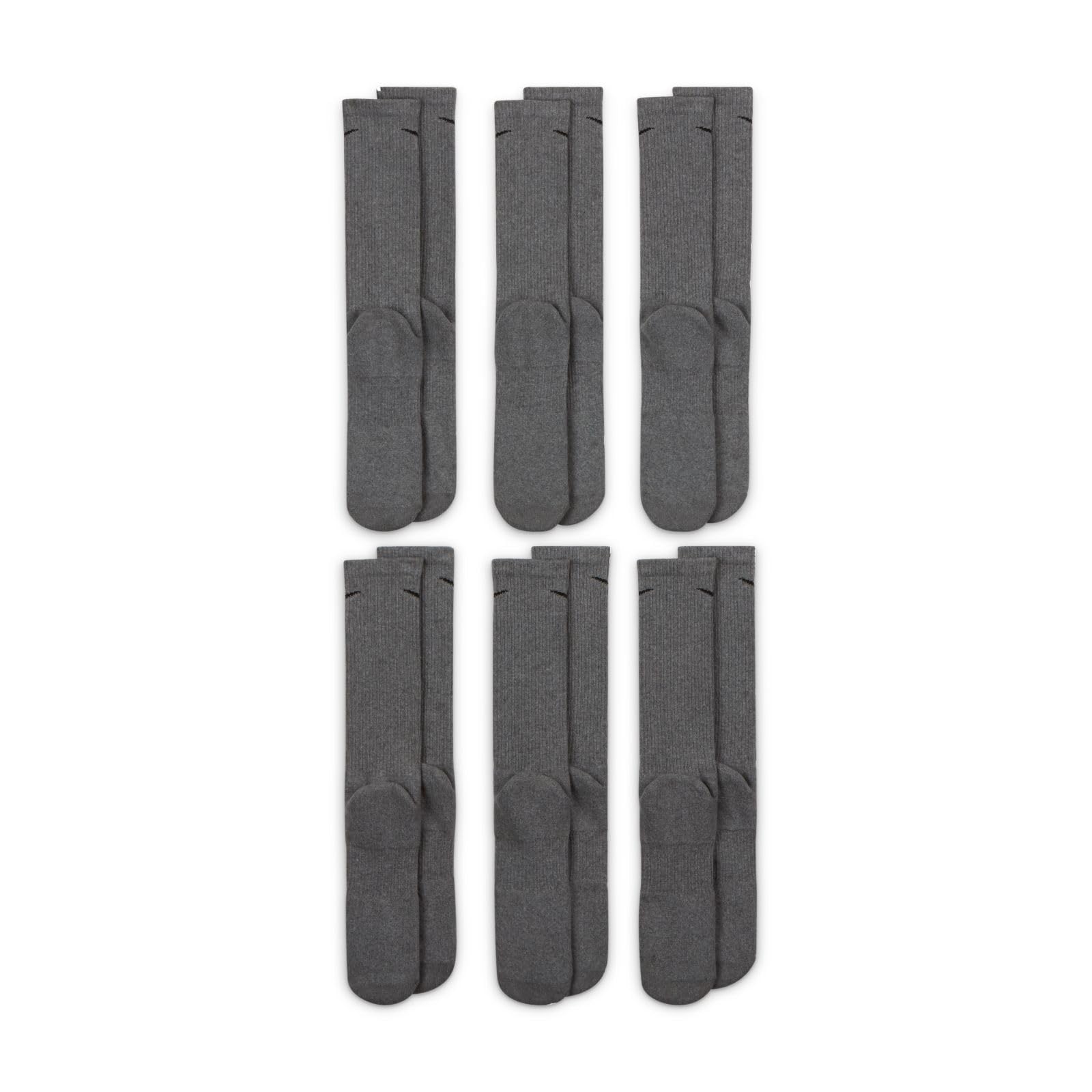 Nike Everyday Plus Cushion Crew Training Socks (6 Pair) nkSX6897 065 Large Dark Grey Heather/Black